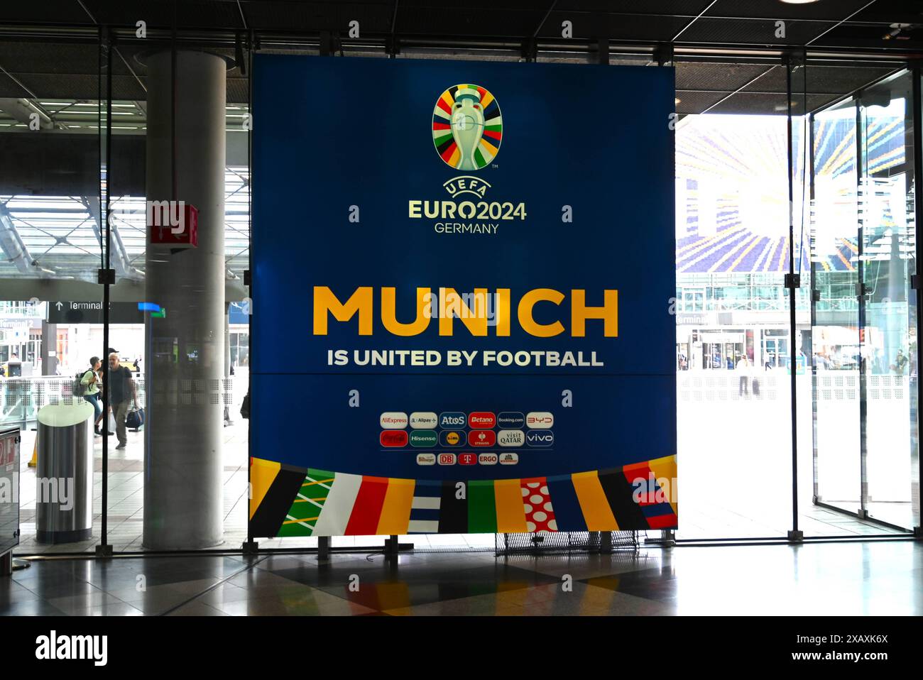 UEFA Euro 2024 Germany Fussball - Werbeplakat am Flughafen München ...