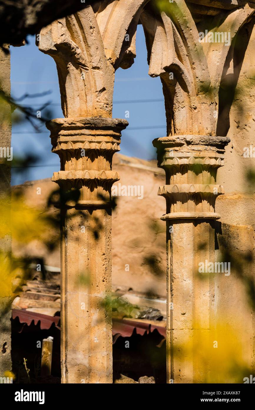 Miramar Monastery, 13th century Gothic arches of the former convent of ...