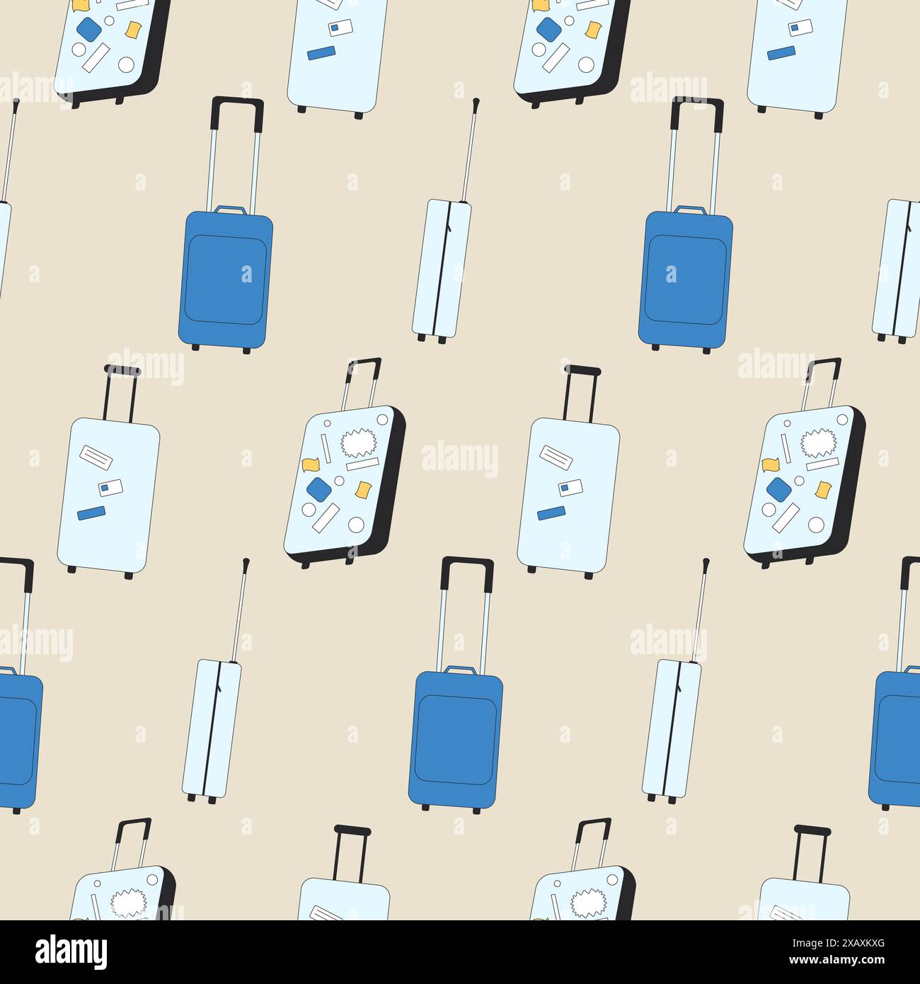 Travel seamless pattern. Baggage repeat background. Blue suitcases ...