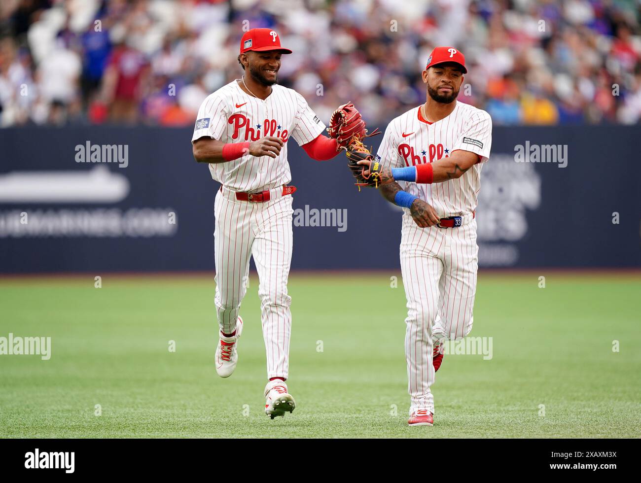 Philadelphia Phillies' Johan Rojas (left) and Edmundo Sosa during game ...