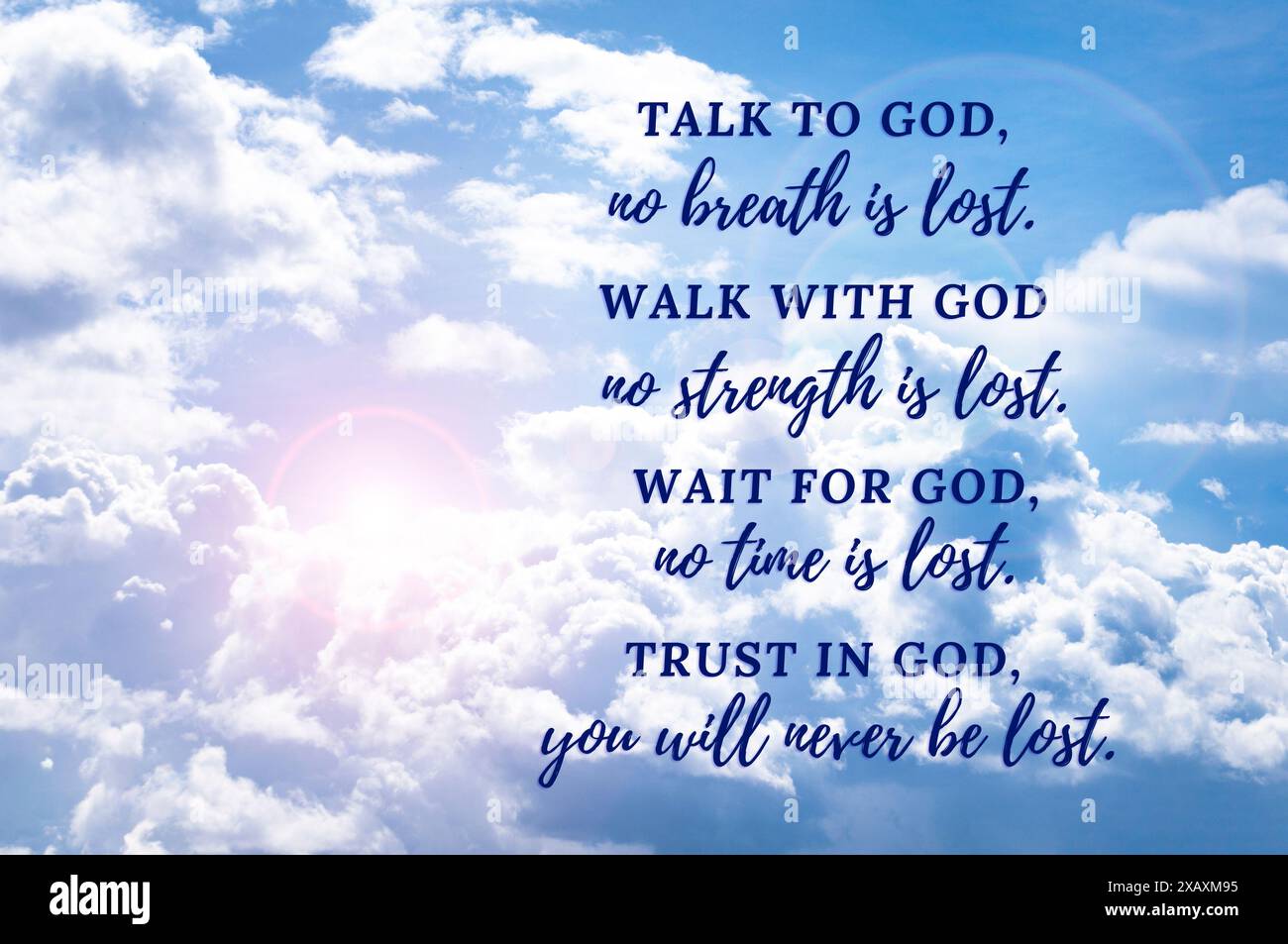 Talk to God quote text with beautiful bright sun background Stock Photo ...