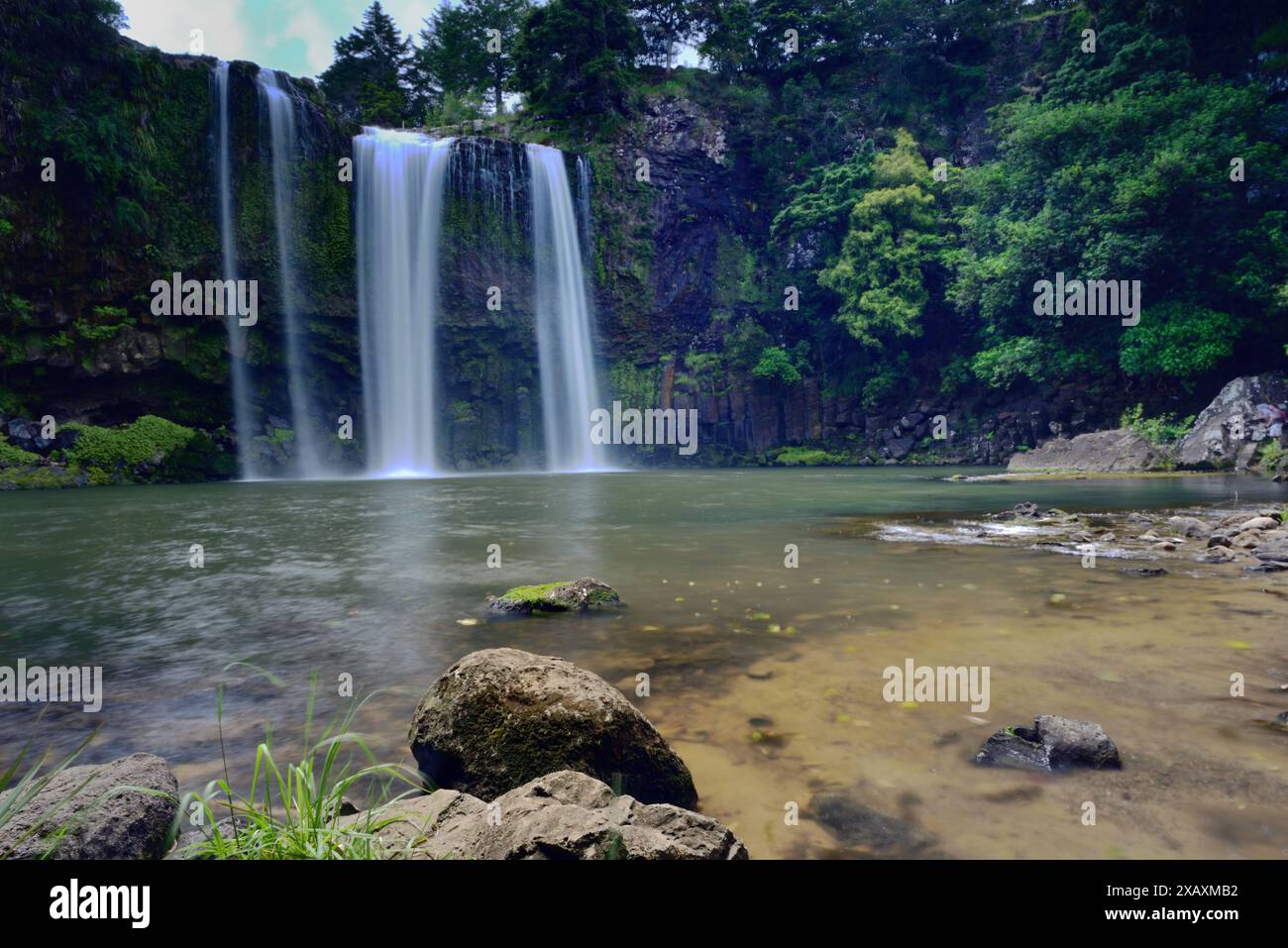 The Whangarei Falls and the splash pool Stock Photo - Alamy