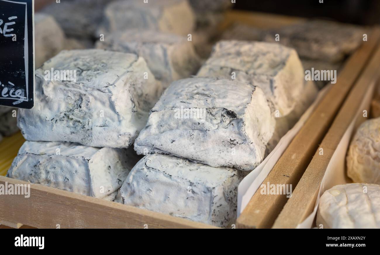 Cheese collection, French Carre Cendre Lait cru Chevre pyramid cheese ...