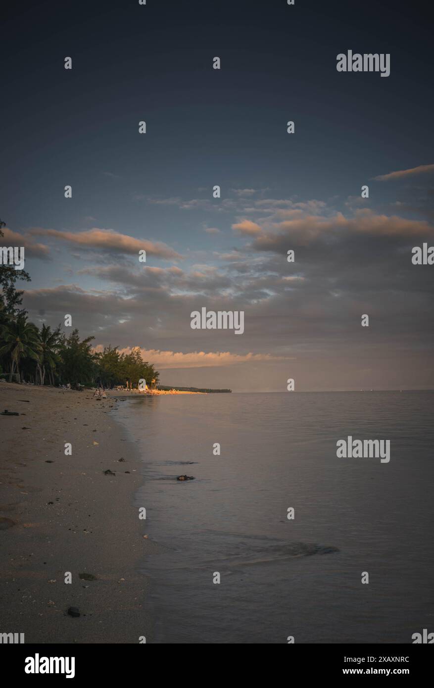 Sand beach in Indian Ocean during the sunset, Mauritius Stock Photo - Alamy