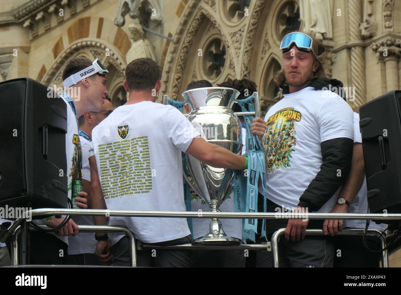 Northampton Saints Rugby team winners celebrating the premiership win ...