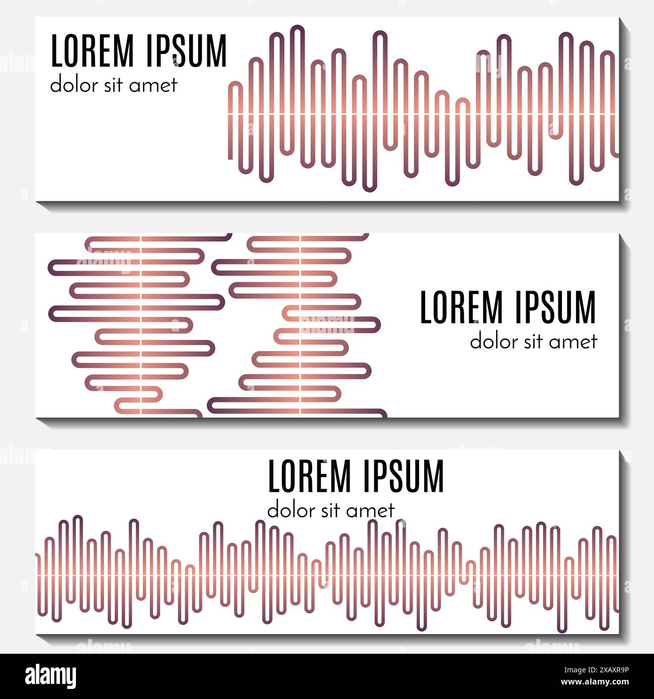 Set of colorful abstract header banners with equalizers and place for ...