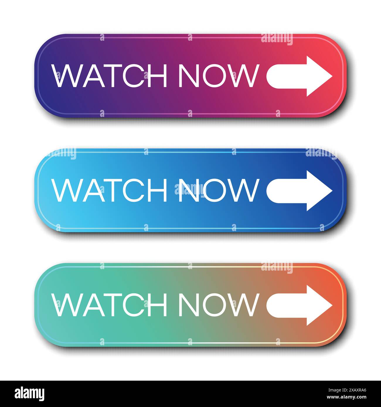 Set Of Three Modern Gradient Buttons With Shadows Read More Buttons Vector Illustration Stock