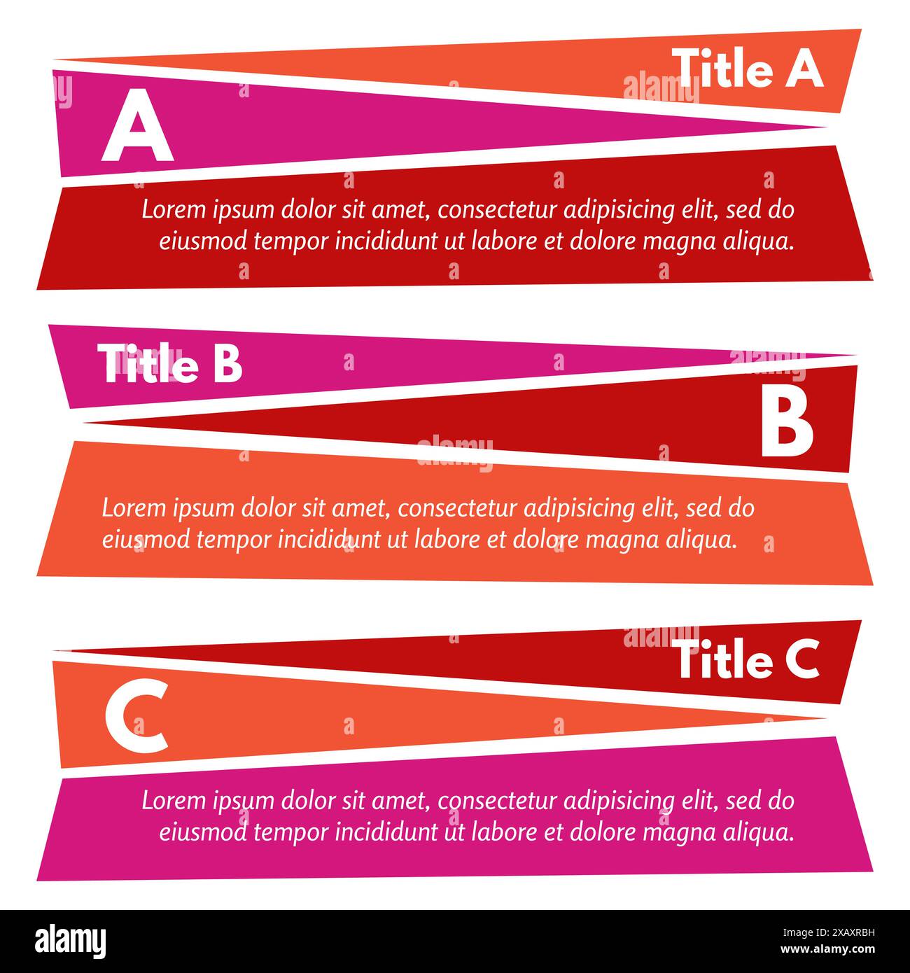 Set of three horizontal colorful options banners. Step by step ...