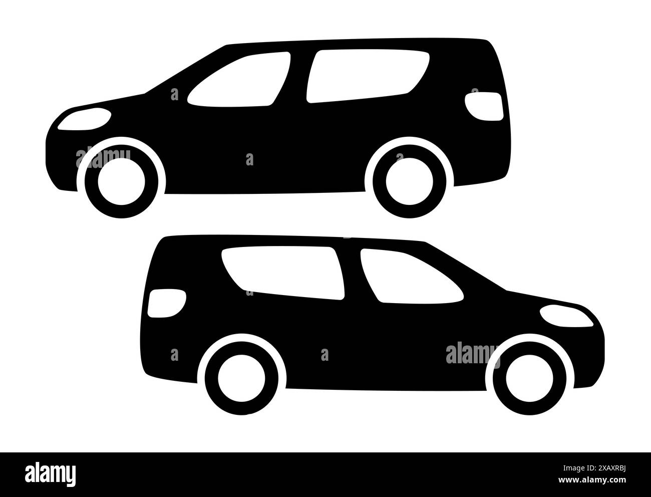 Two black car silhouettes on a white background. Vector illustration ...