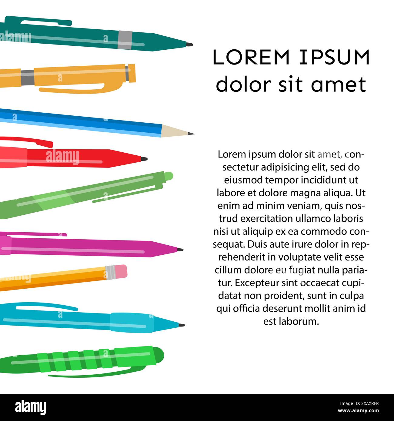 Background with pens and pencils and place for your text. Vector ...
