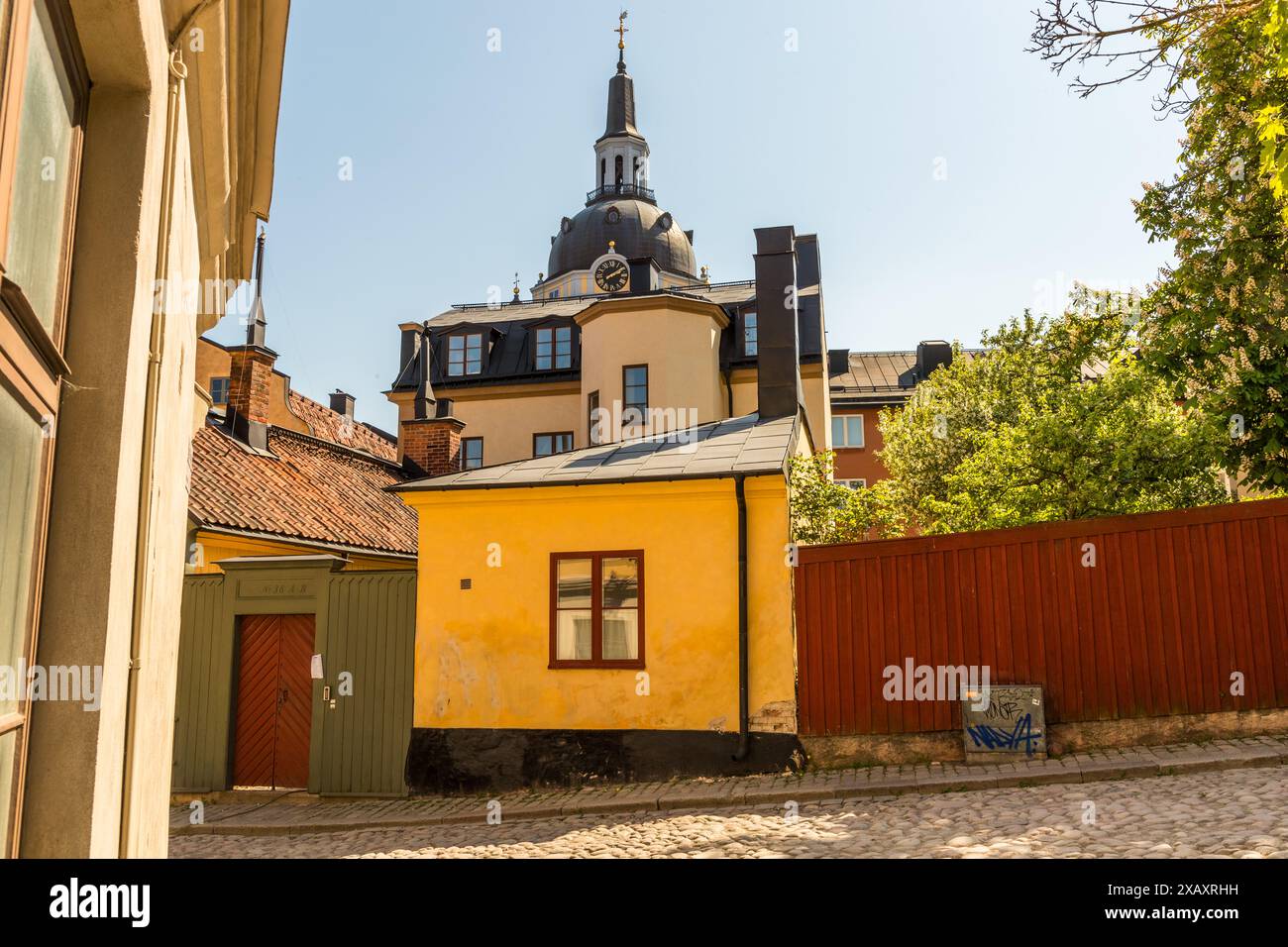 City view in the Södermalm district with the Lutheran Church (Katarina ...