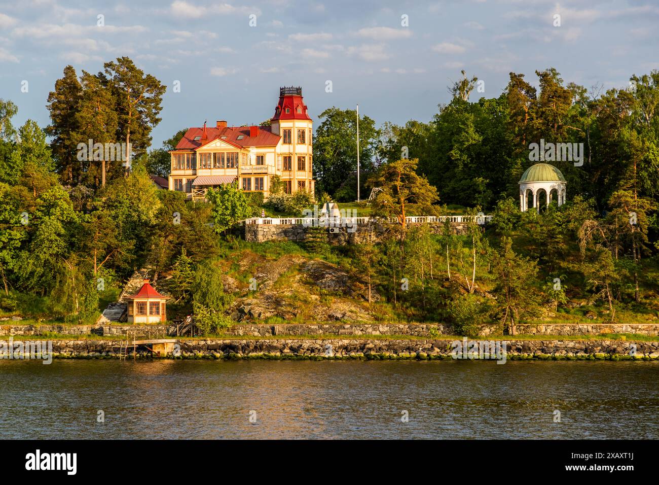 Boat trip from Nybroplan, Stockholm to Vaxholmen Castle. The small ...