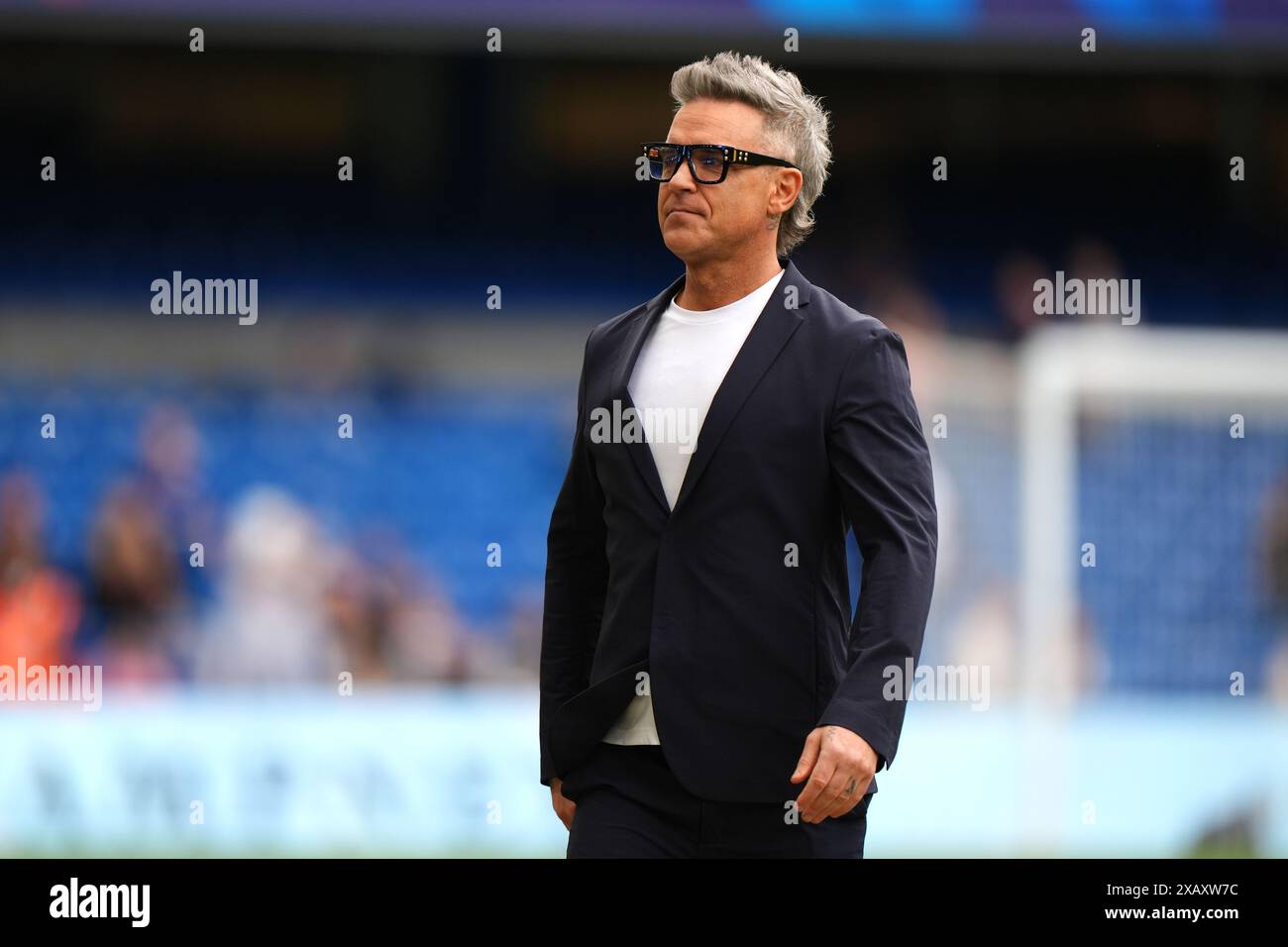Robbie Williams before Soccer Aid for UNICEF 2024 at Stamford Bridge ...