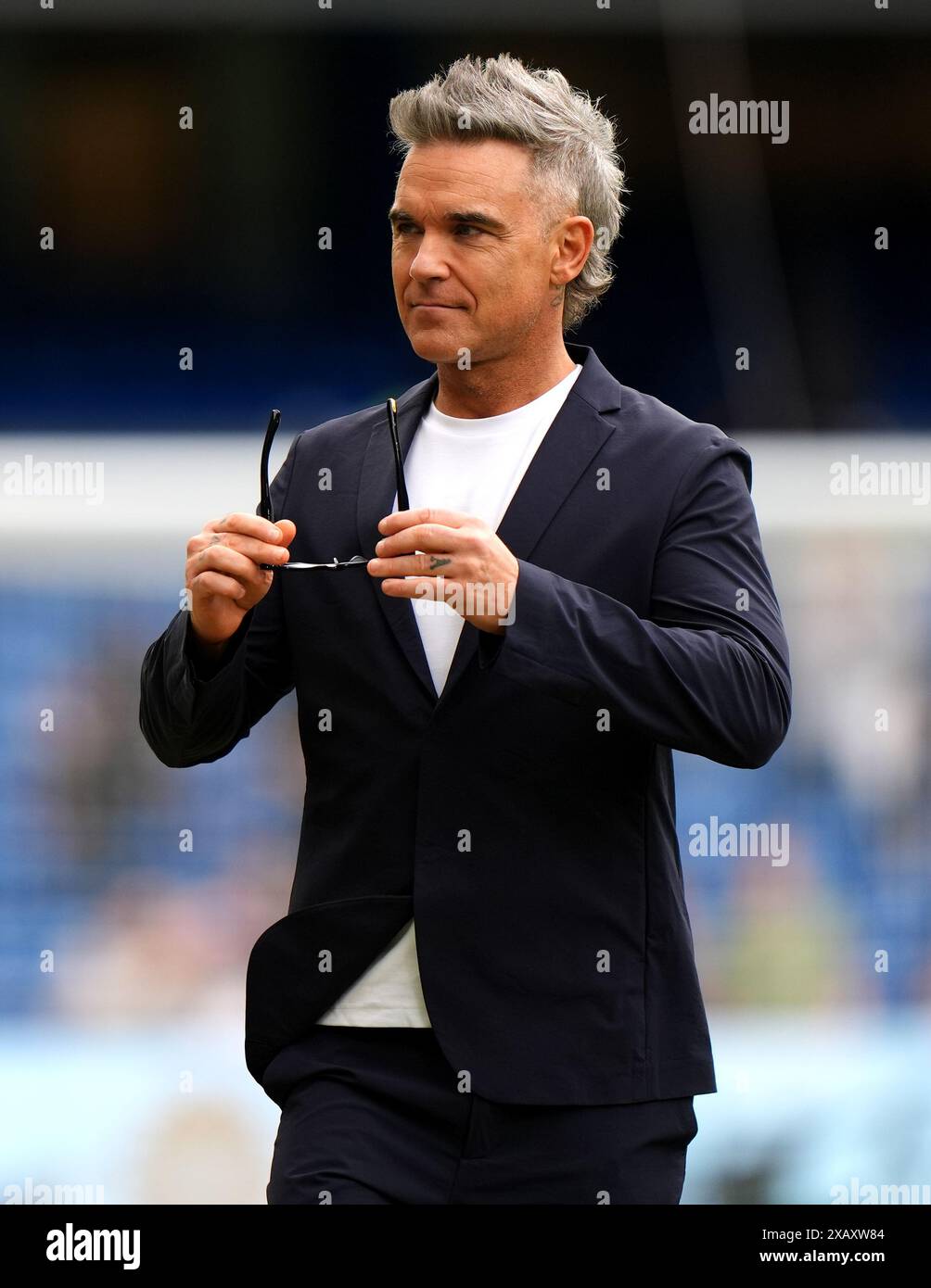 Robbie Williams before Soccer Aid for UNICEF 2024 at Stamford Bridge ...