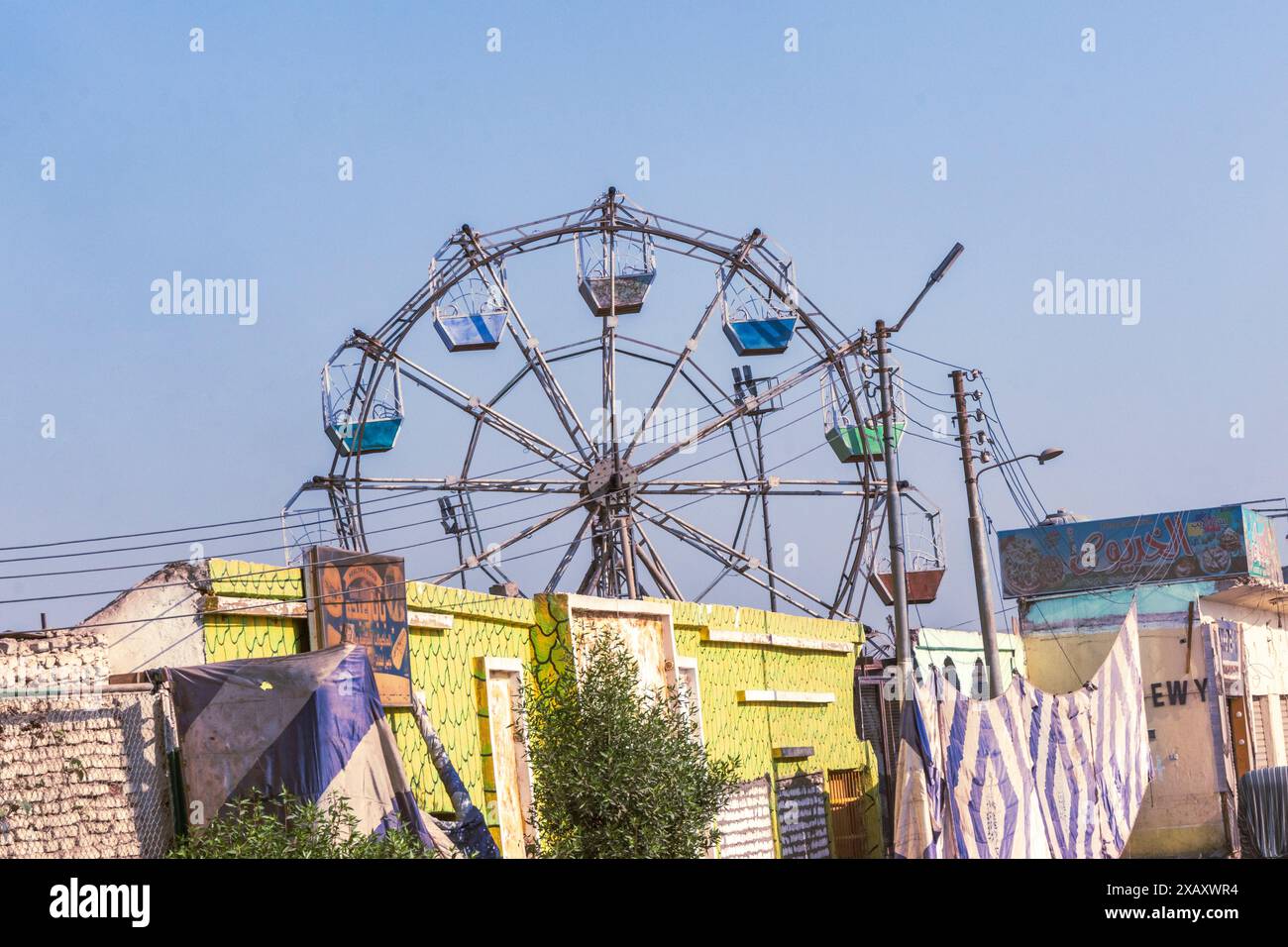 Fun fair with ferris wheel at Edfu, Egypt, North Africa, Africa Stock ...