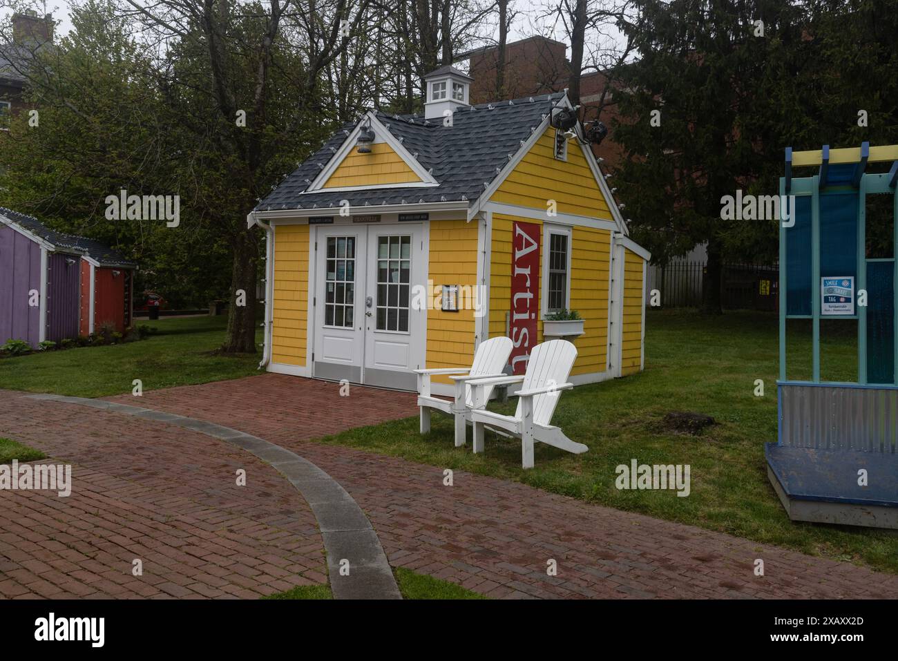 Artists' cabins or shanties at Bismore Park in Hyannis, MA, Cape Cod ...