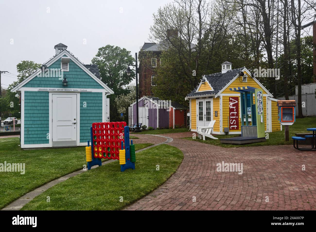 Artists' cabins or shanties at Bismore Park in Hyannis, MA, Cape Cod ...