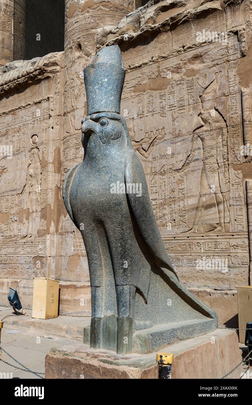 Statue of Horus at the Temple of Edfu, Edfu, Egypt, North Africa ...