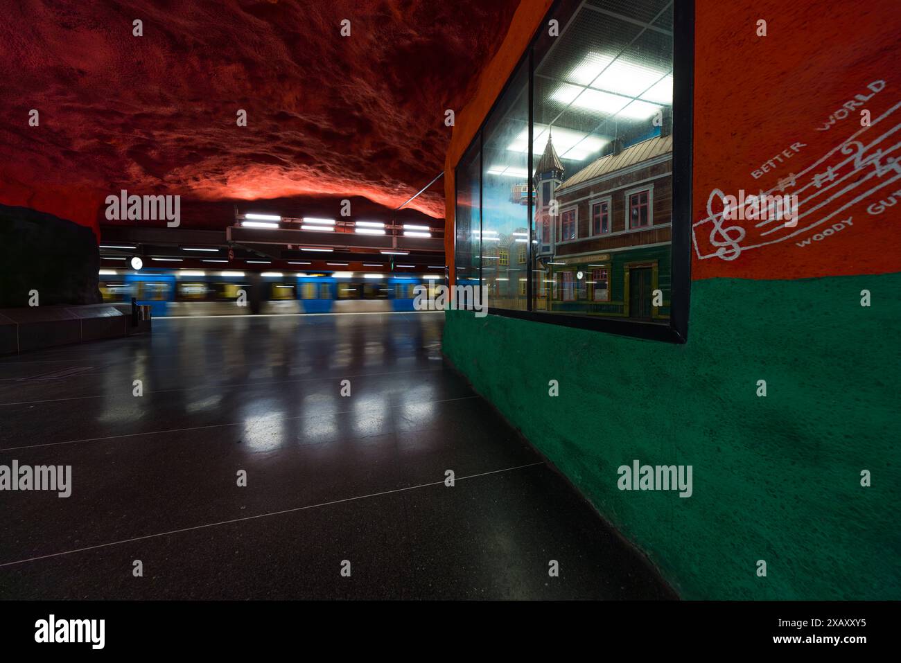 T-Centralen subway station. Stockholm's subway art is a good example of ...