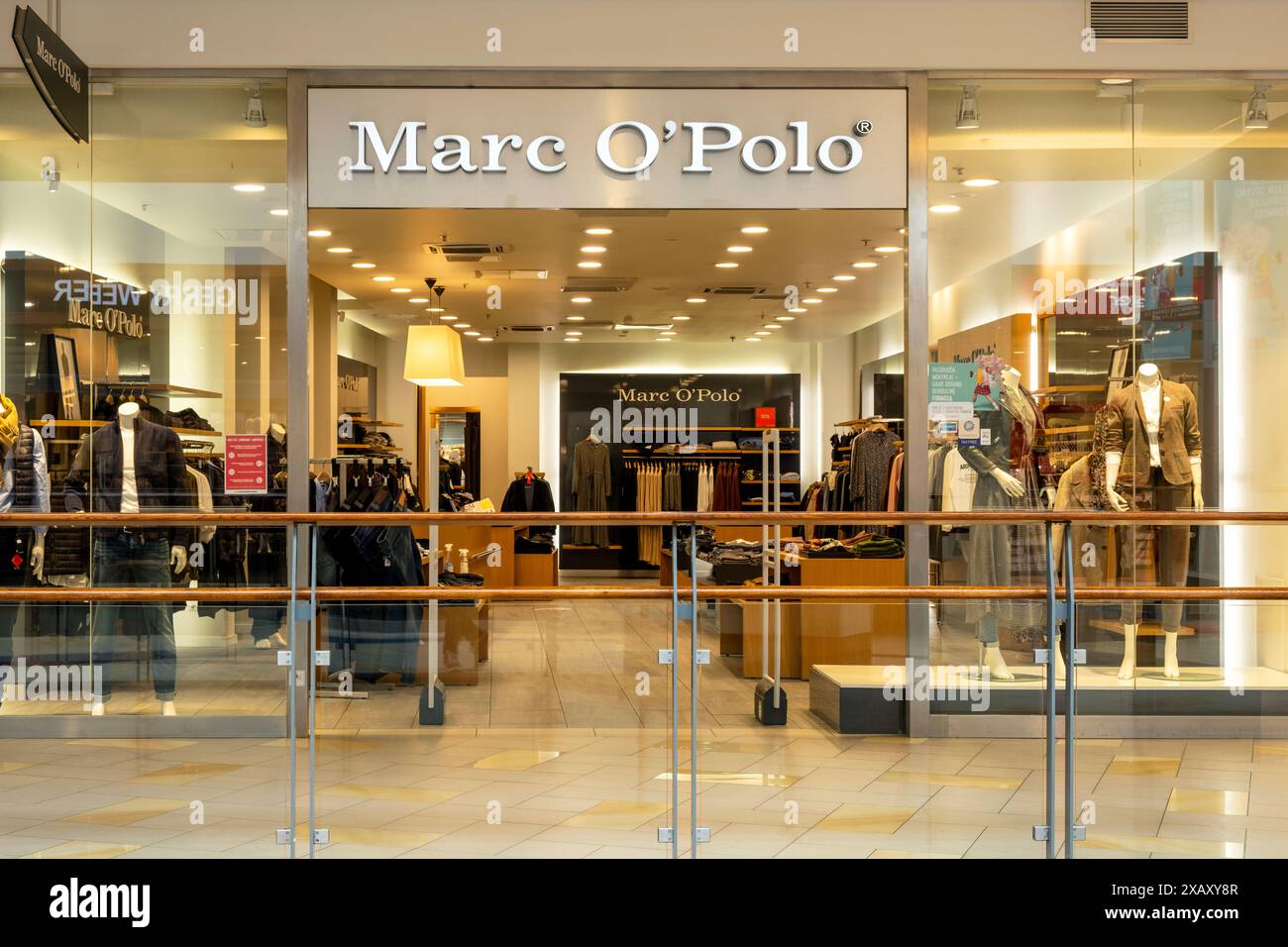 Marc O'Polo luxury fashion house store entrance and window display with ...