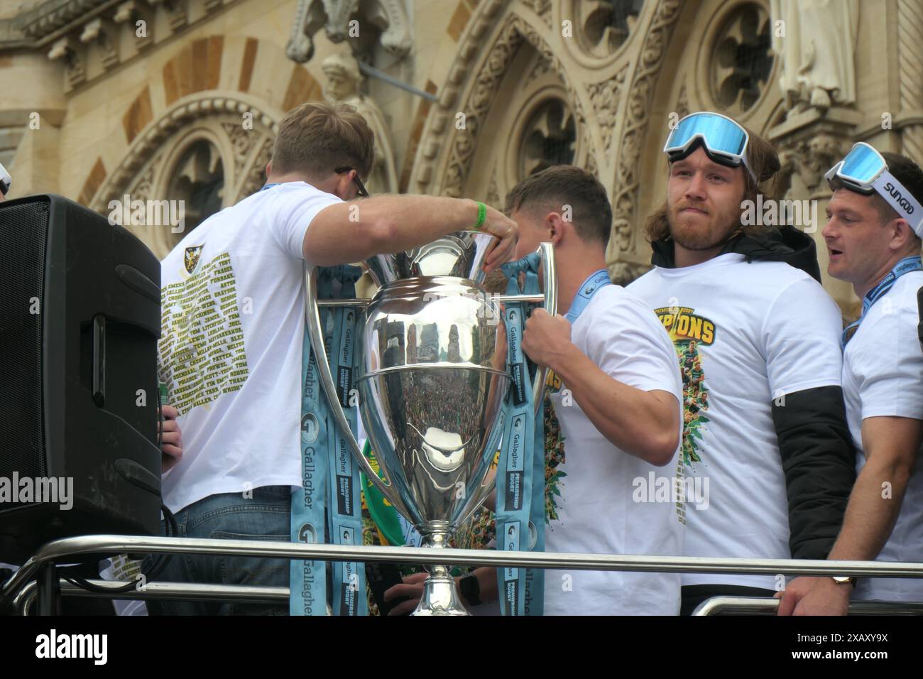 Northampton Saints Rugby team winners celebrating the premiership win ...