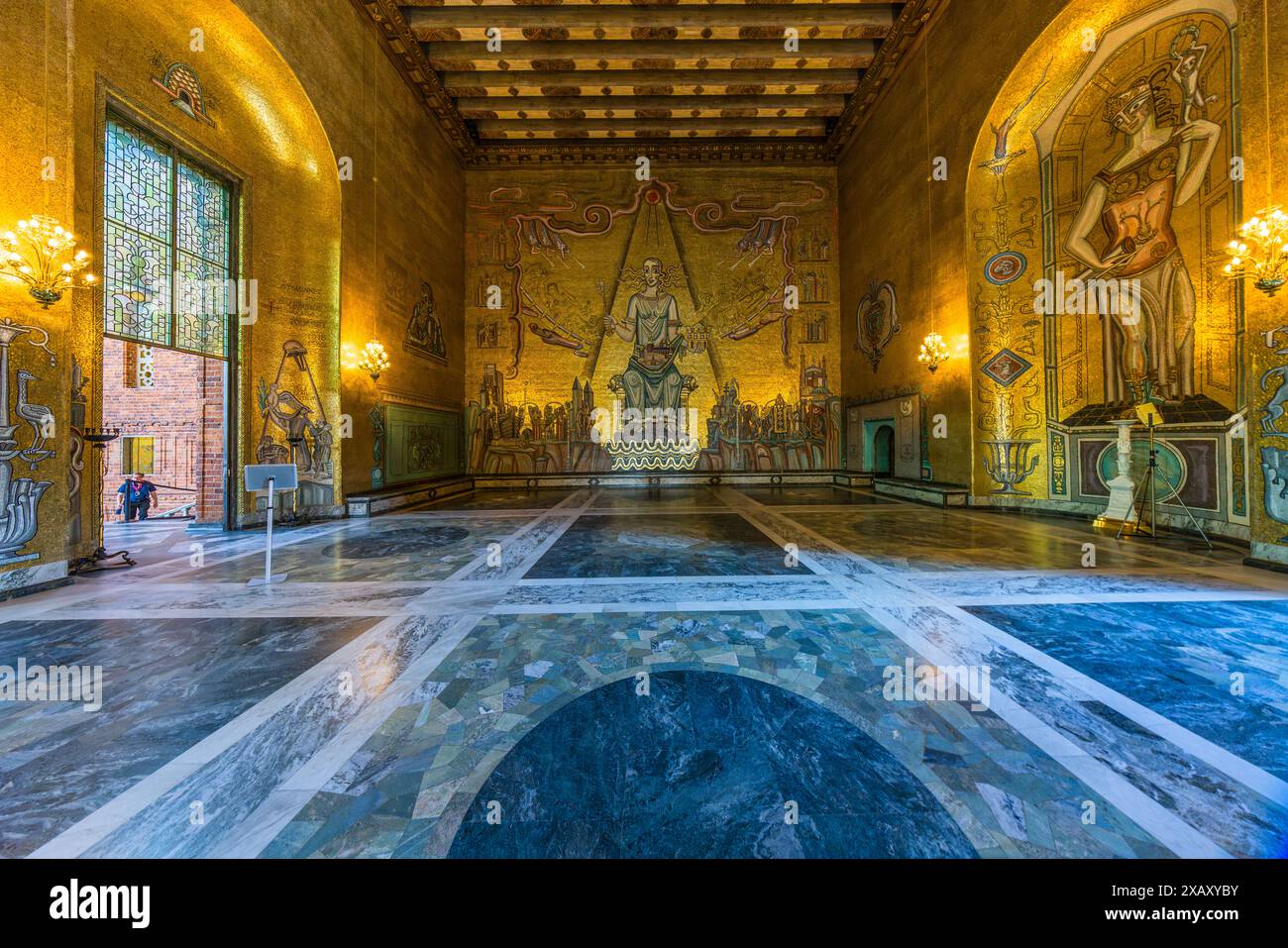 The front of the Golden Hall shows Mälardrottning, the Queen of Lake ...