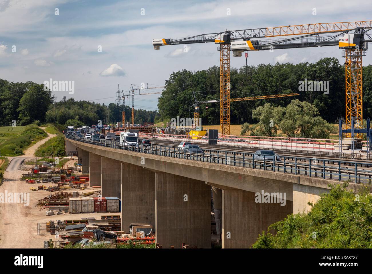 Bilderserie 08.06.2024 Ausbau der BAB 3 bei Erlangen, Brückenneubau ...