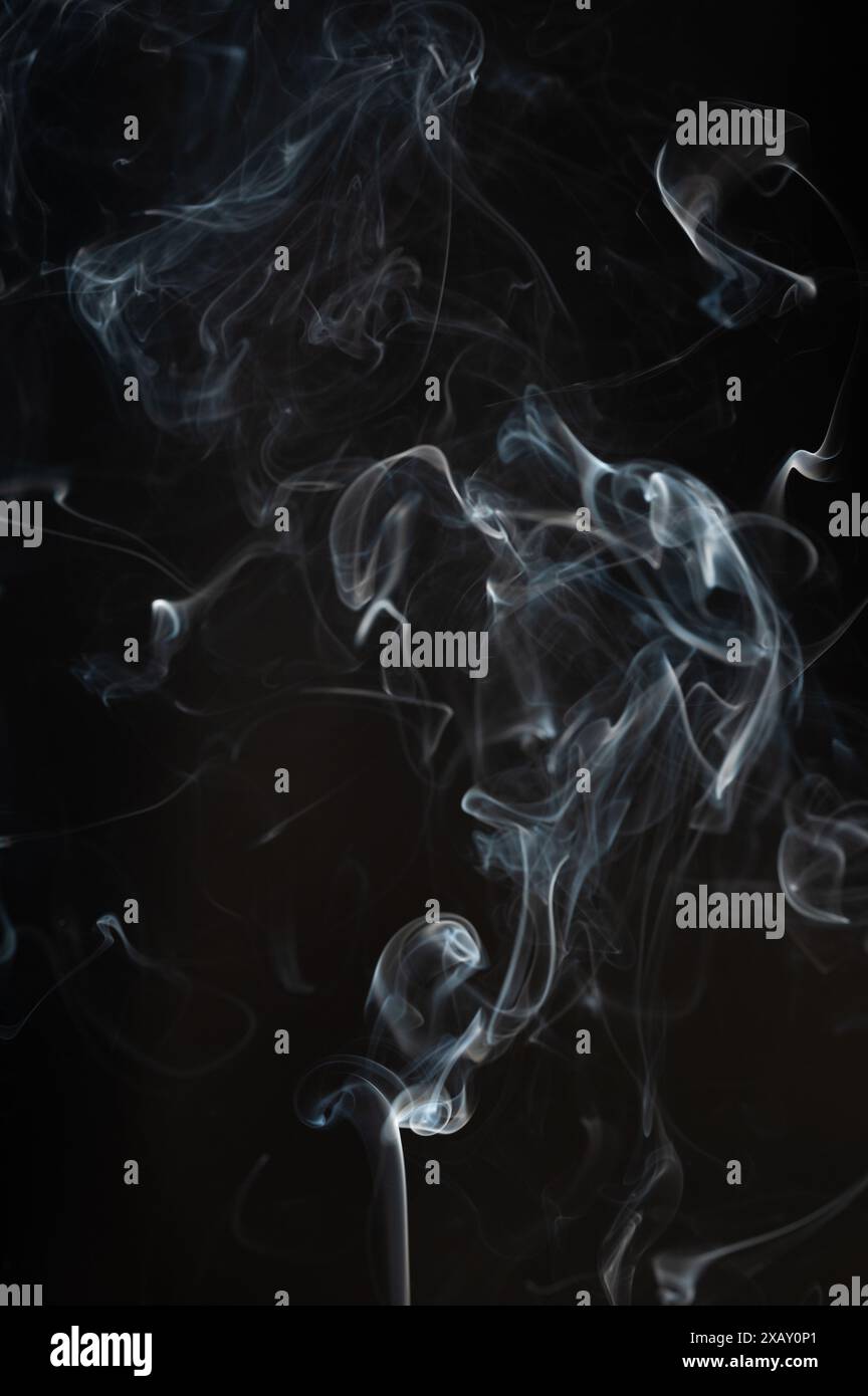Abstract shape smoke lines on black background close up view Stock ...
