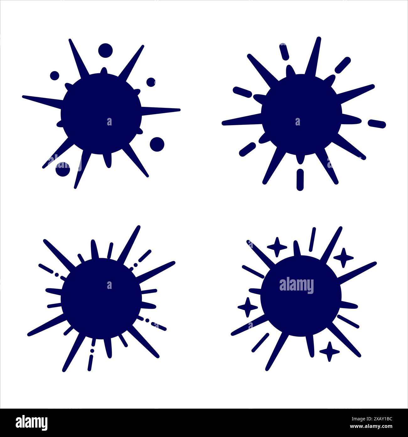 Set of sunburst ray. Radial stripes background dark blue color. Set ...