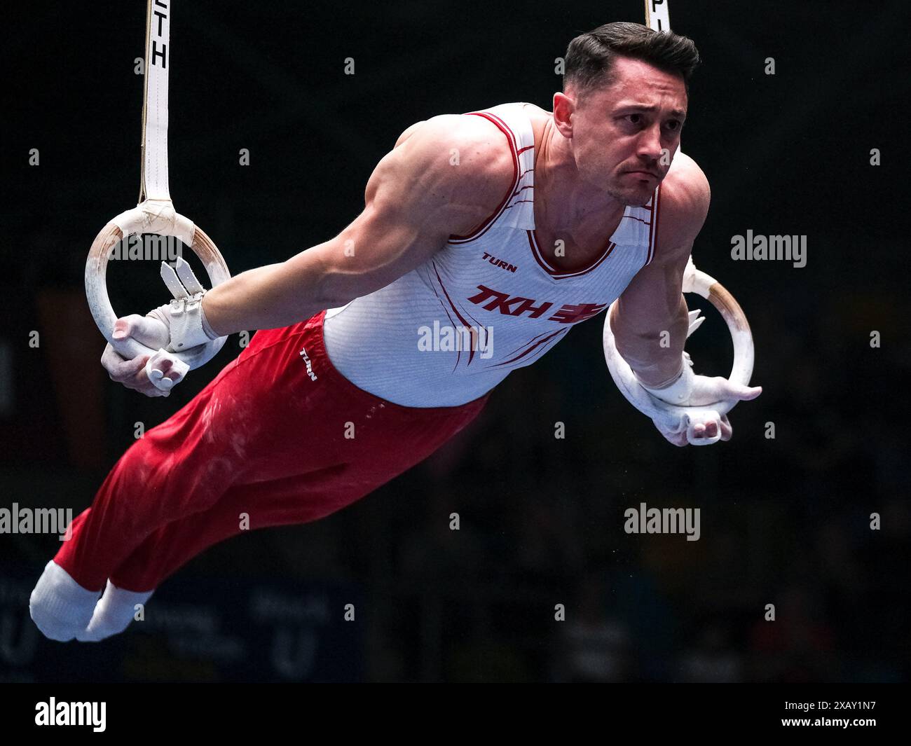 Andreas Toba (Turn-Klubb zu Hannover) turnt an den Ringen, Die Finals ...