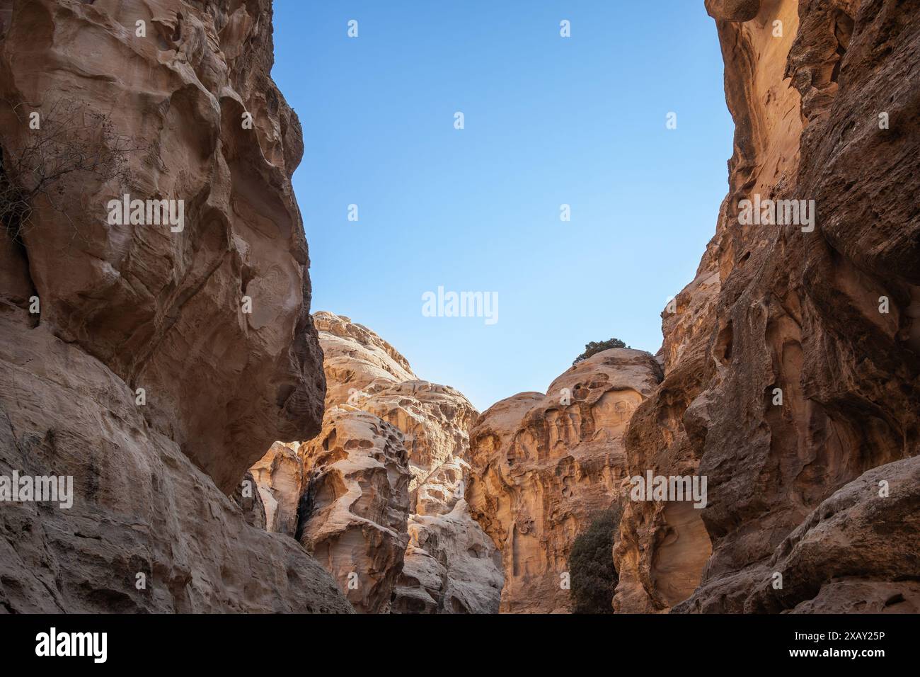 Siq Al-Barid Sandstone Canyons with Blue Sky in Jordan. Little Petra ...