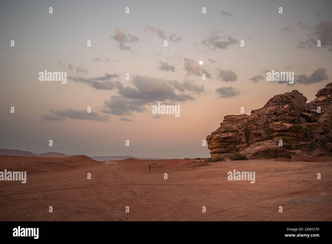 Outdoor Landscape in Wadi Rum with Sandstone Rock, Sandy Ground and ...