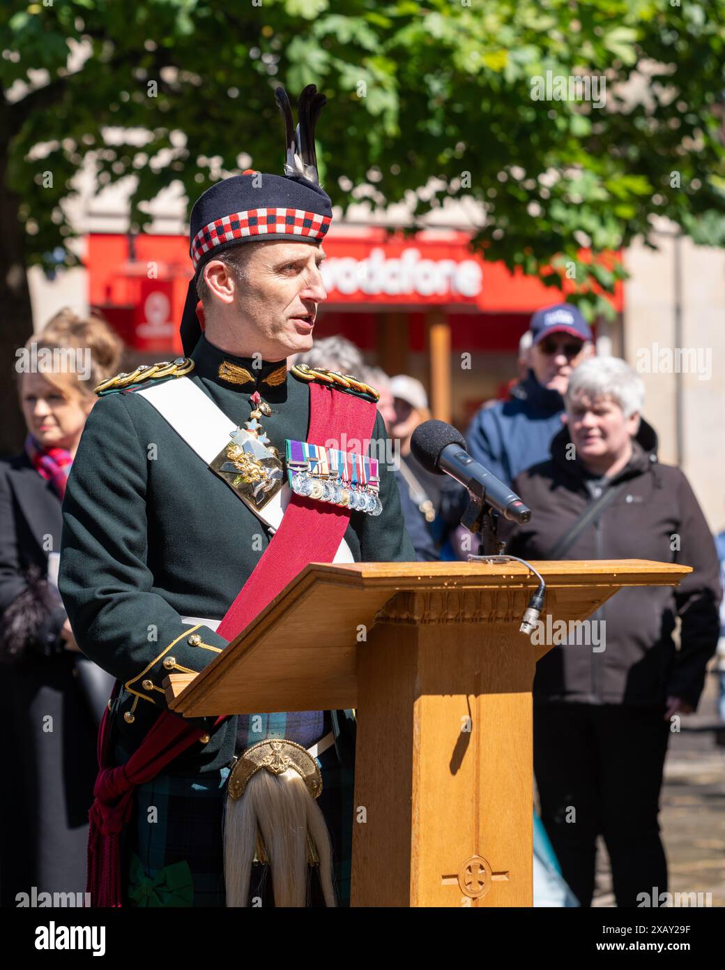 Elgin, Moray, Scotland, UK. 8 June 2024. Plainstones, High Street ...