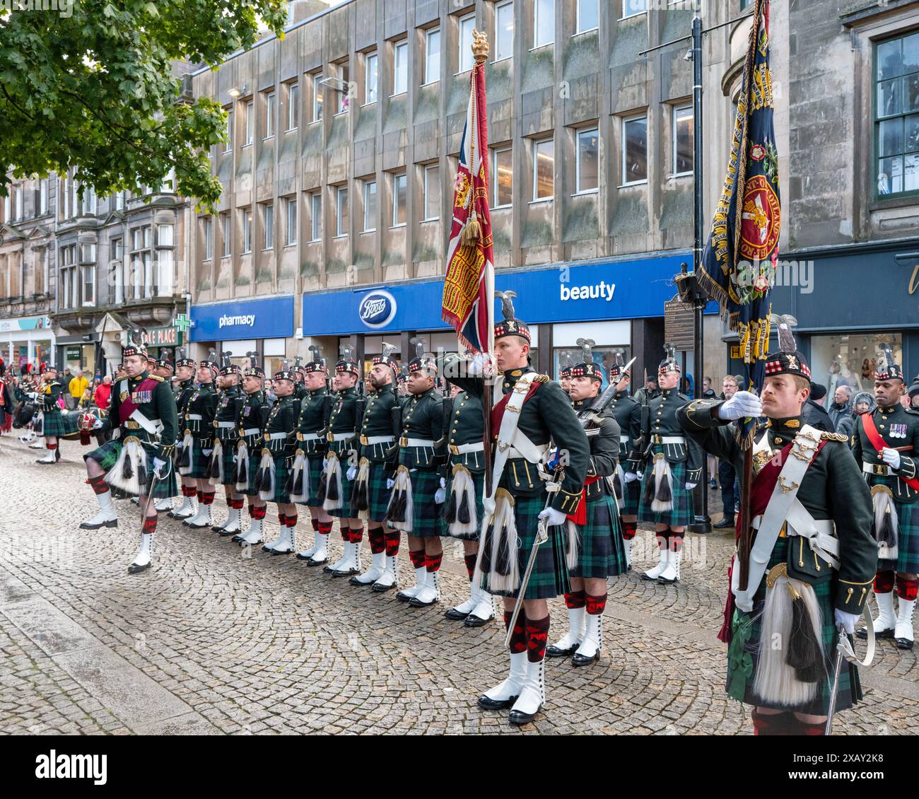 Elgin, Moray, Scotland, UK. 8 June 2024. Plainstones, High Street ...