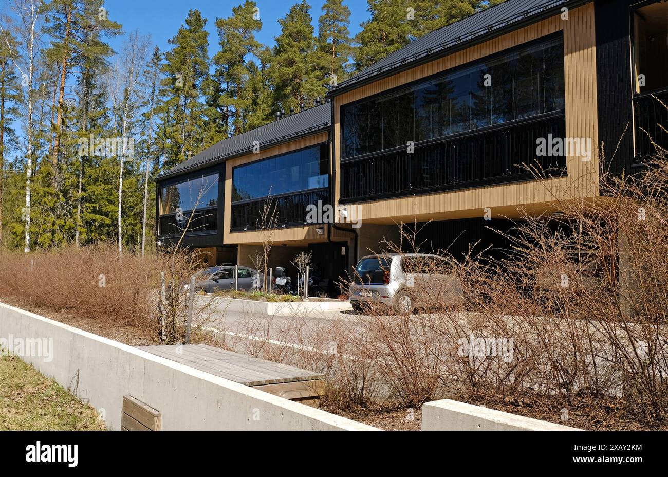 Typical Scandinavian style residential building suburban in Finland ...