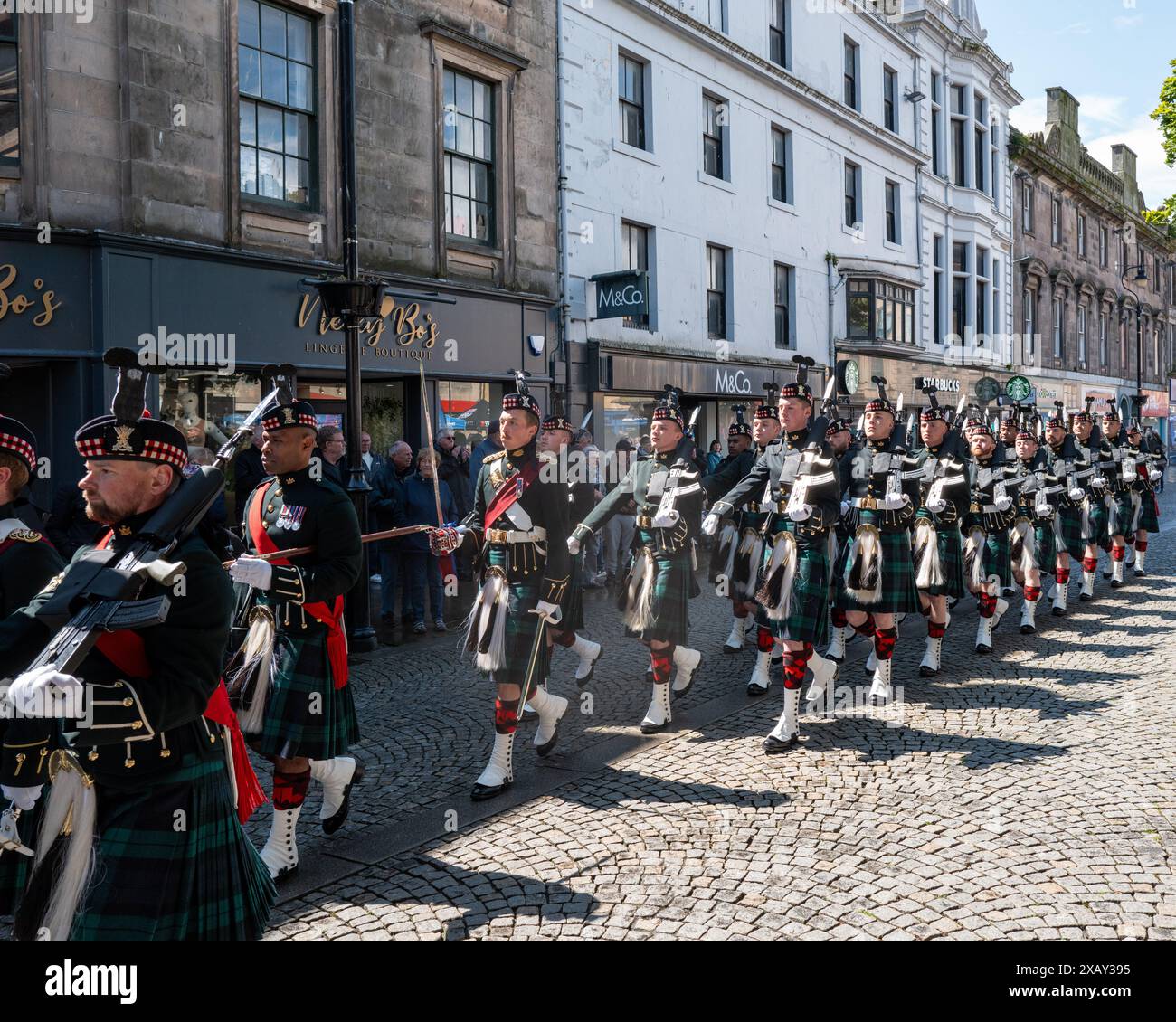 Elgin, Moray, Scotland, UK. 8 June 2024. Plainstones, High Street ...