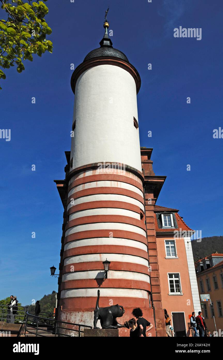 Tower of the medieval bridge gate, Baroque towers 1799, Heidelberg ...