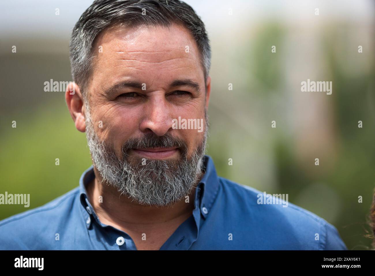 Madrid, Spain. 09th June, 2024. Santiago Abascal, leader of the Spanish ...