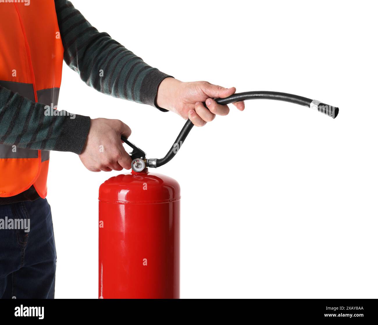 Firefighter using fire extinguisher hi-res stock photography and images ...
