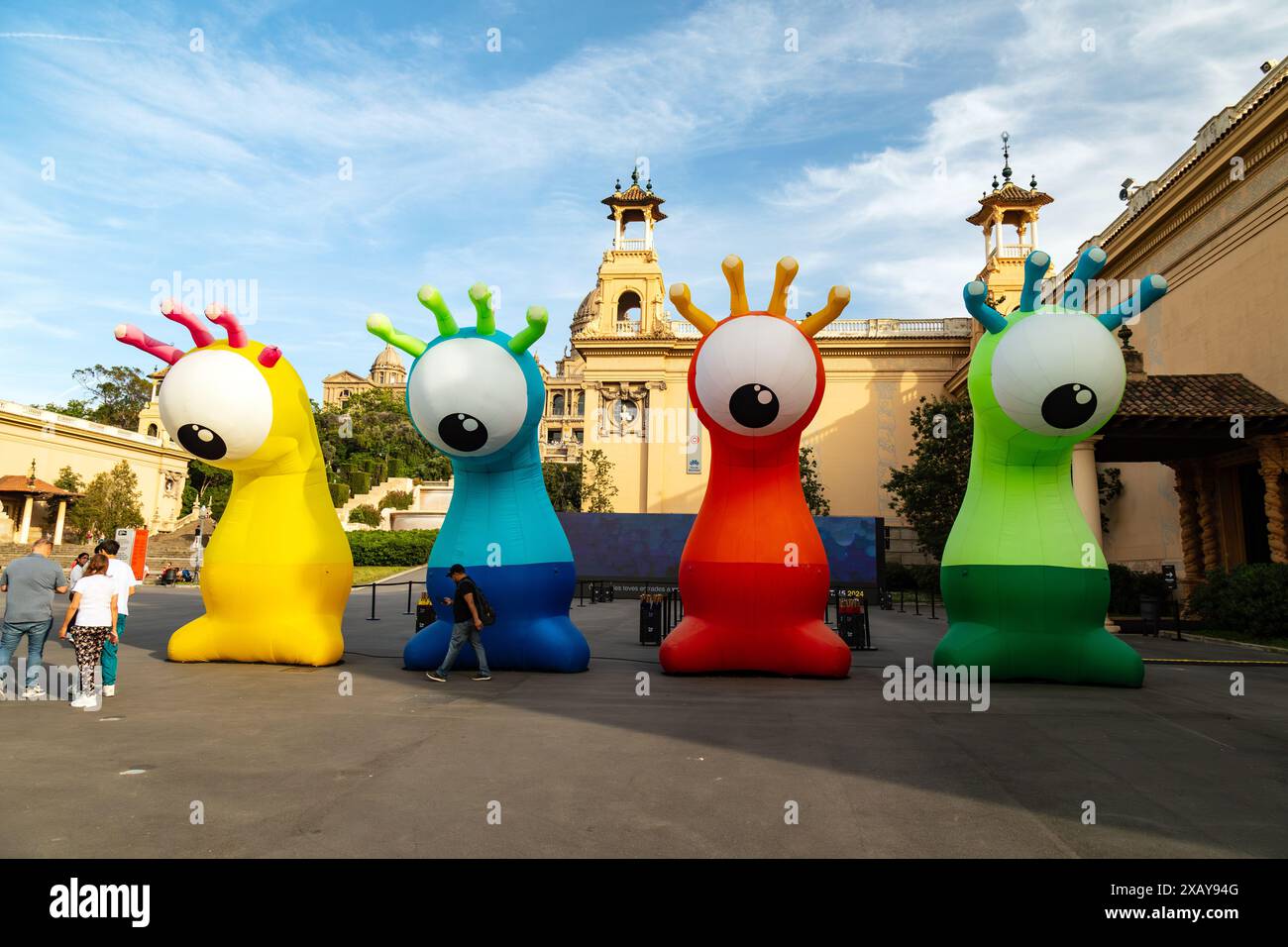 Inflatable monsters outside The Balloon Museum, Barcelona, Spain Stock ...