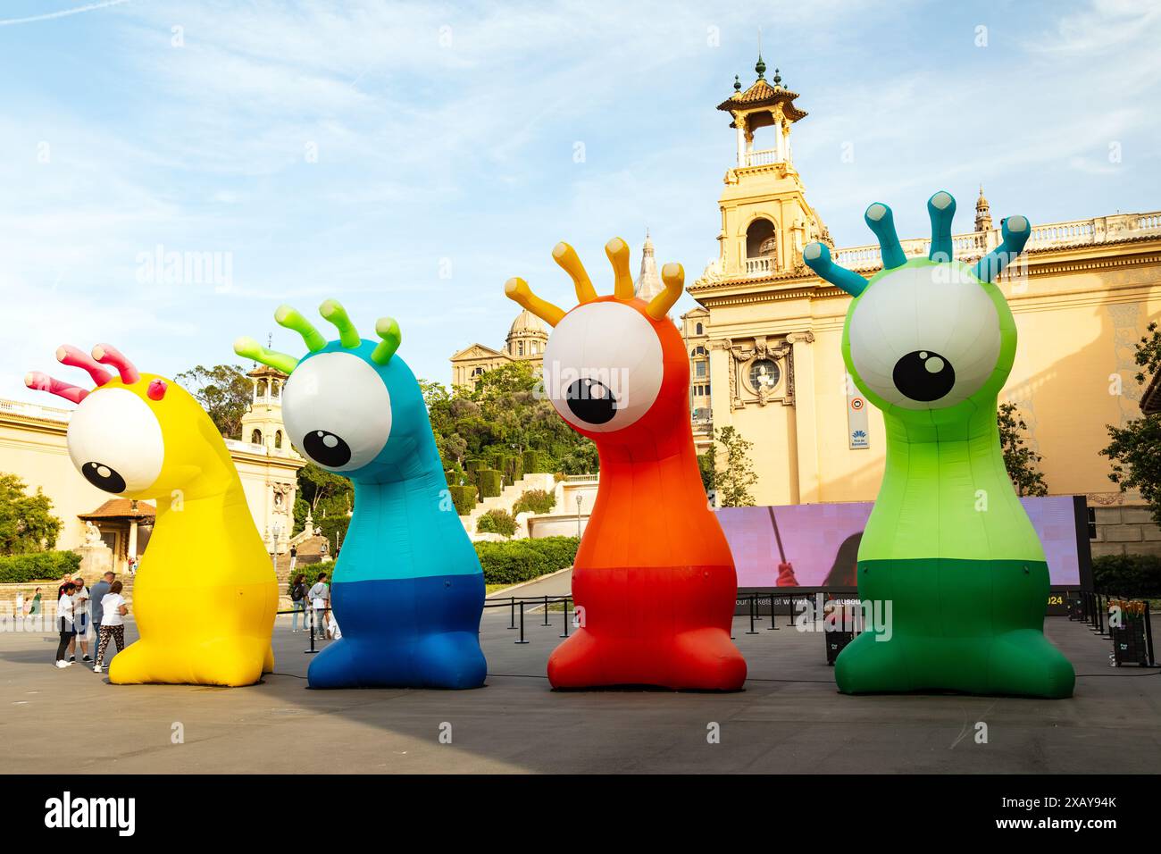Inflatable monsters outside The Balloon Museum, Barcelona, Spain Stock ...