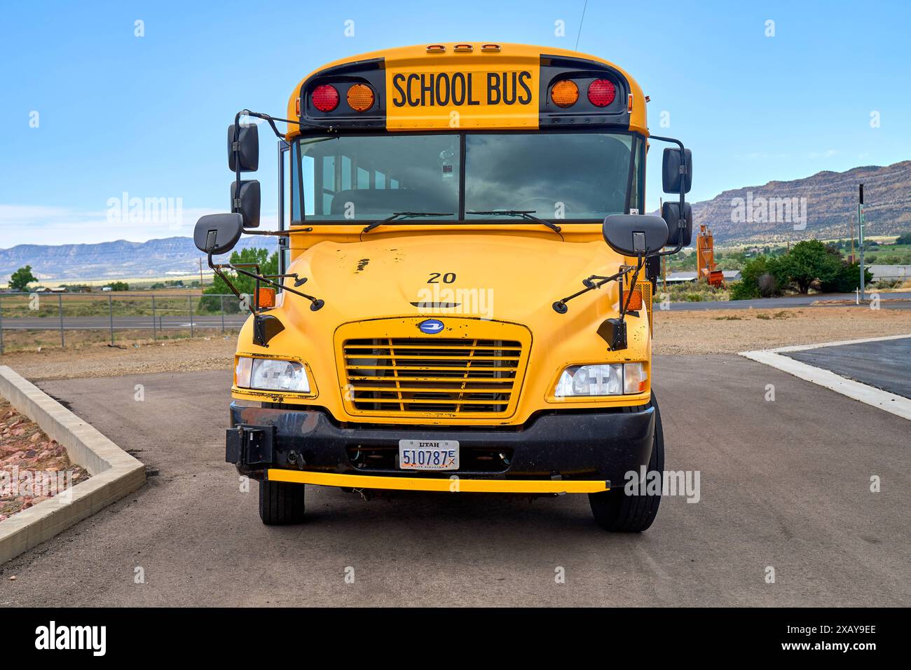Utah, United States of America - June 8, 2024: Yellow American school ...