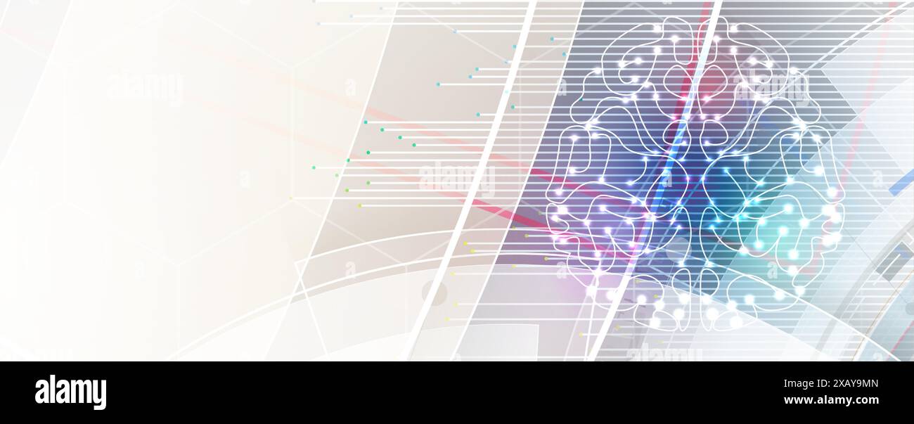 Abstract Artificial intelligence. Cloud computing. Machine learning. Technology web background ...