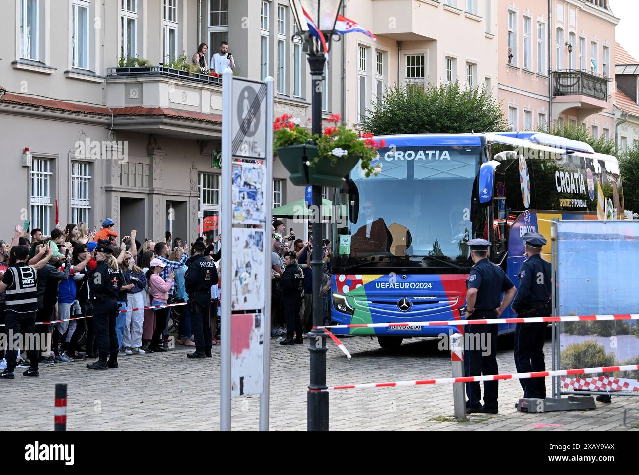 Neuruppin, Germany. 09th June, 2024. Croatia Squad Bus arrive at ...