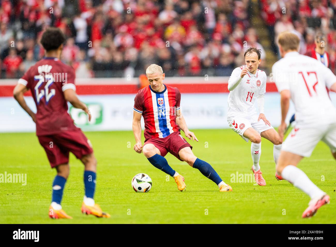 Broendby, Denmark. 08th, June 2024. Julian Ryerson (14) of Norway seen ...