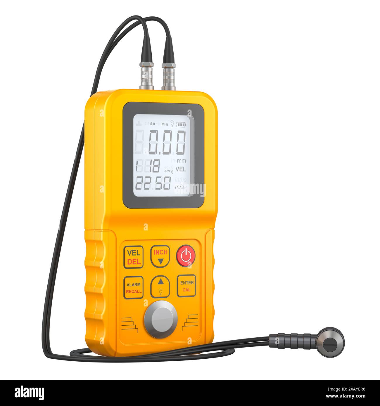 Modern Ultrasonic Thickness Gauge, 3D rendering isolated on white ...