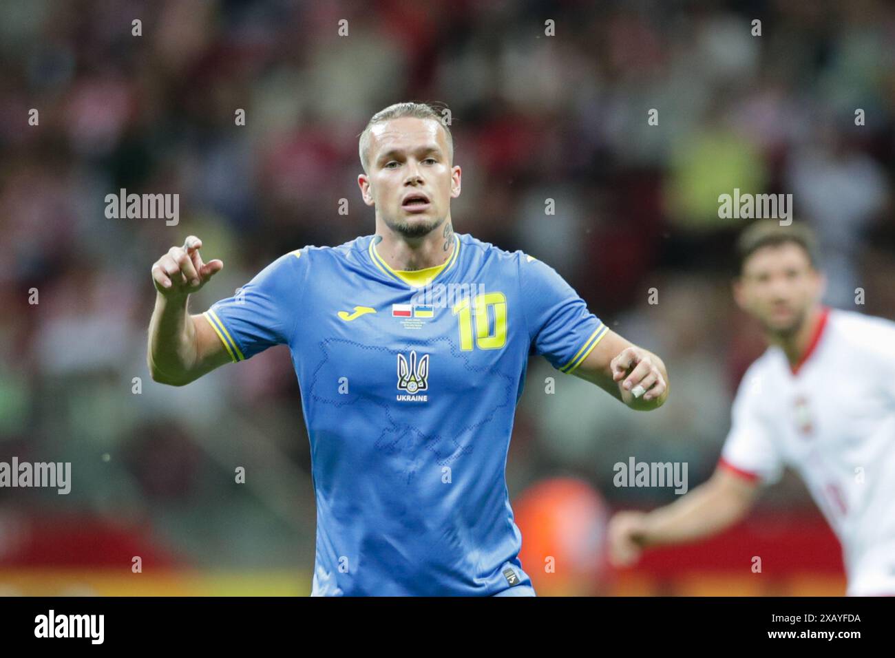 Mykhailo Mudryk of Ukraine seen during the Friendly match between Poland and Ukraine at PEG ...