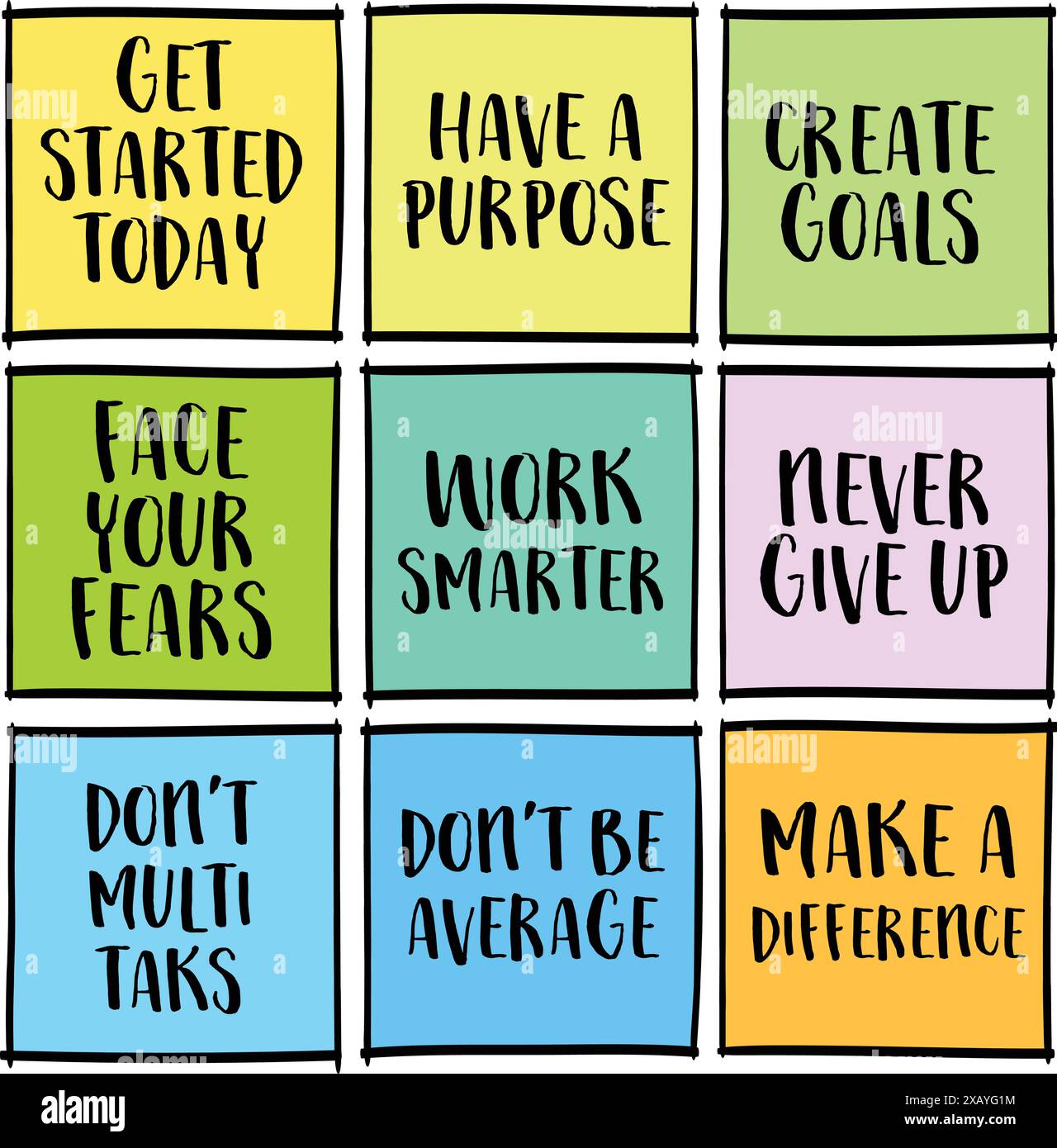 motivational reminders, a set of colorful notes, business, lifestyle ...