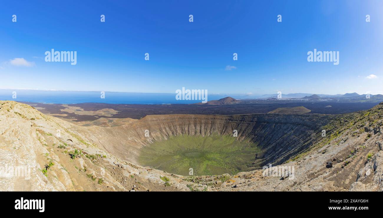 Panorama from the crater rim into the crater of Caldera Blanca, Parque ...