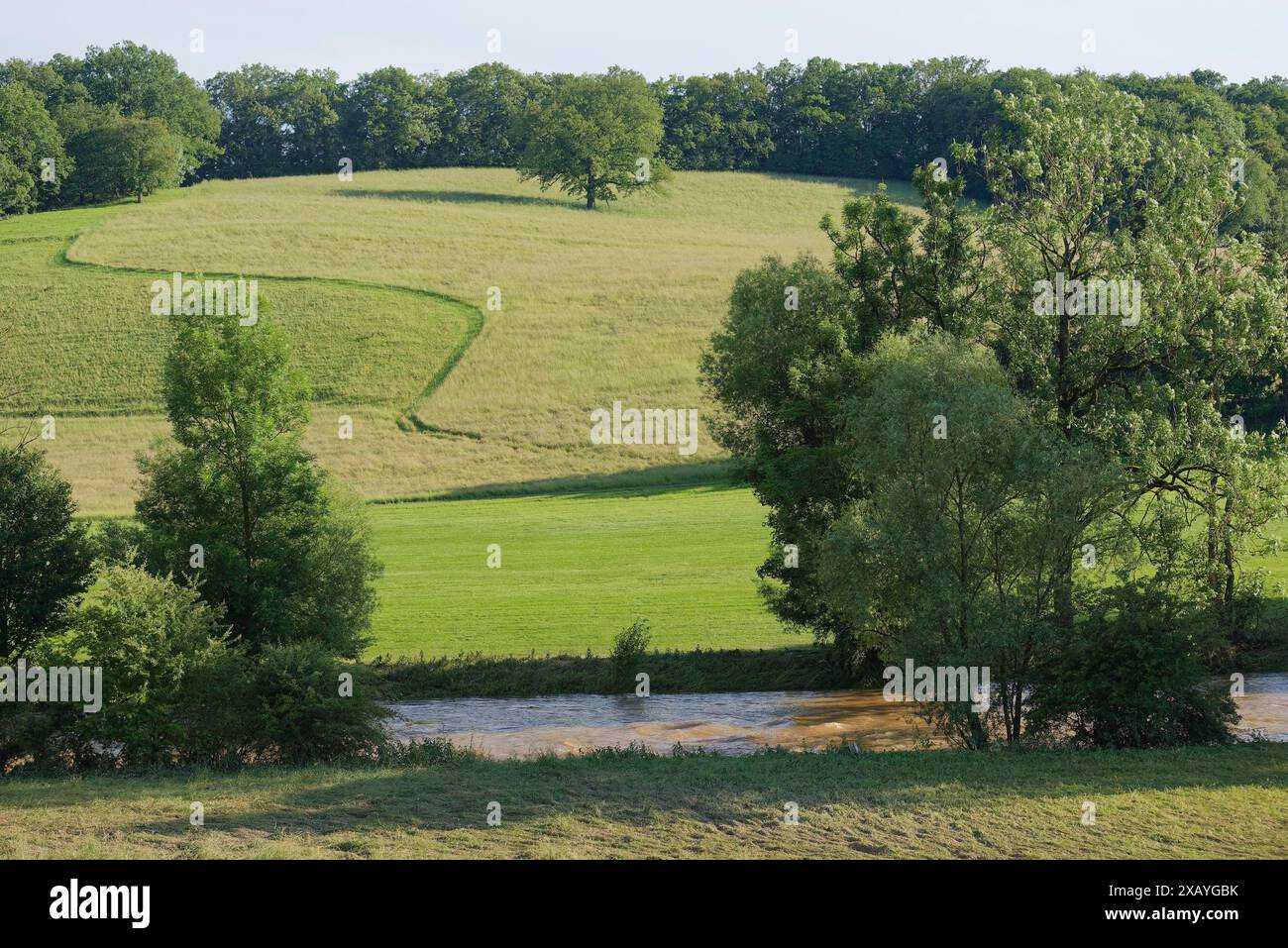 View of the cultural landscape from the Kocher cycle path between ...